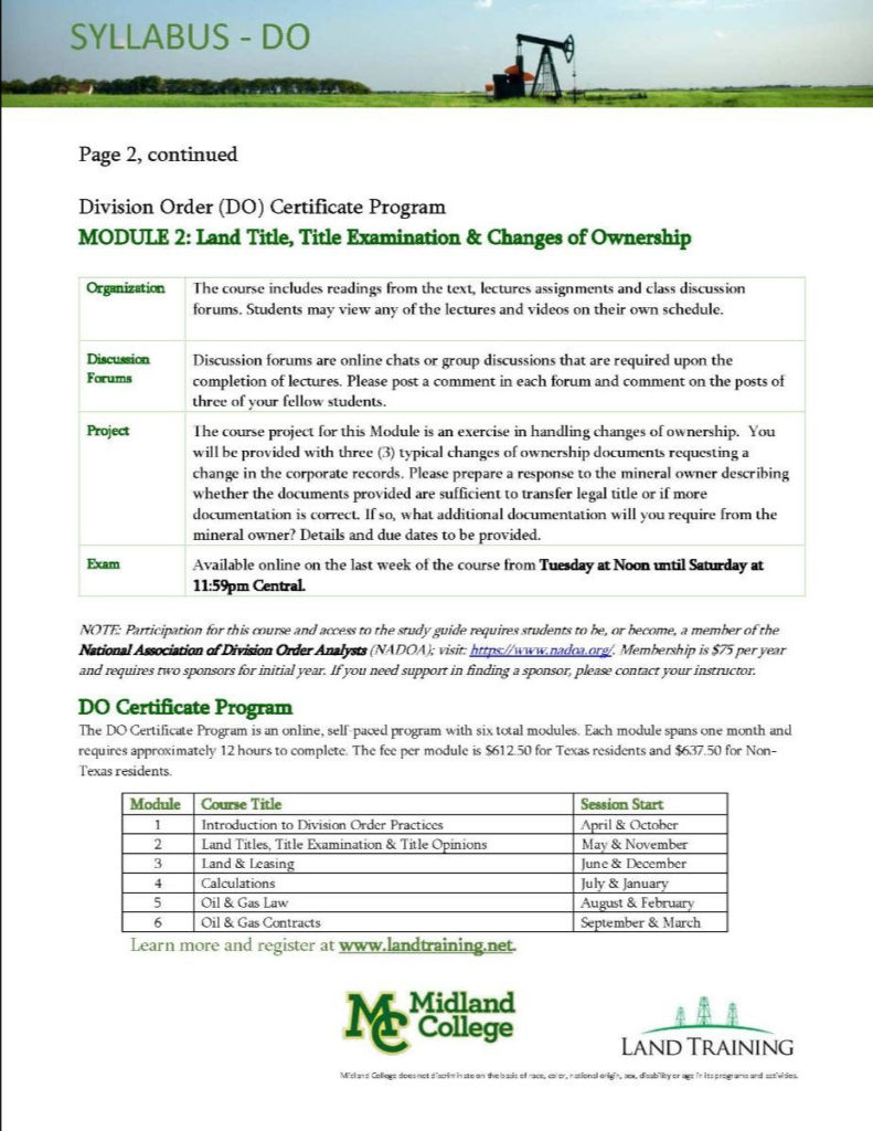 Digging into our Midland College Course Syllabus for Each Module – Land ...